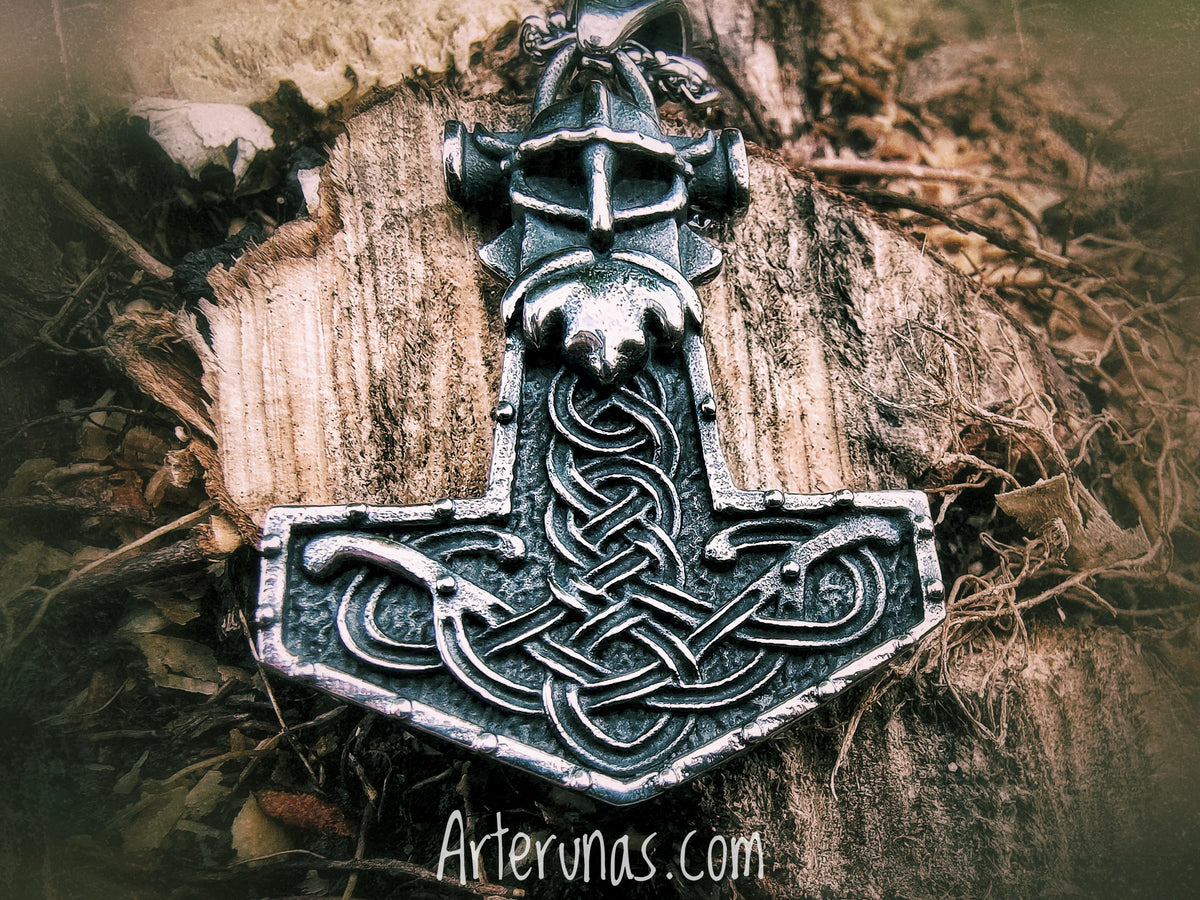 Mjolnir rostro de Thor acero inoxidable – Arte Runas Artesania